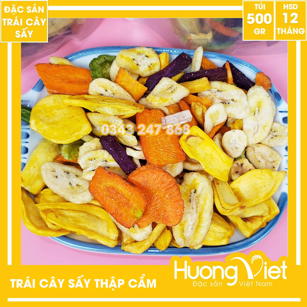 Trái cây sấy thập cẩm Mùa Ăn 500gr - Đặc Sản miền tây chính gốc